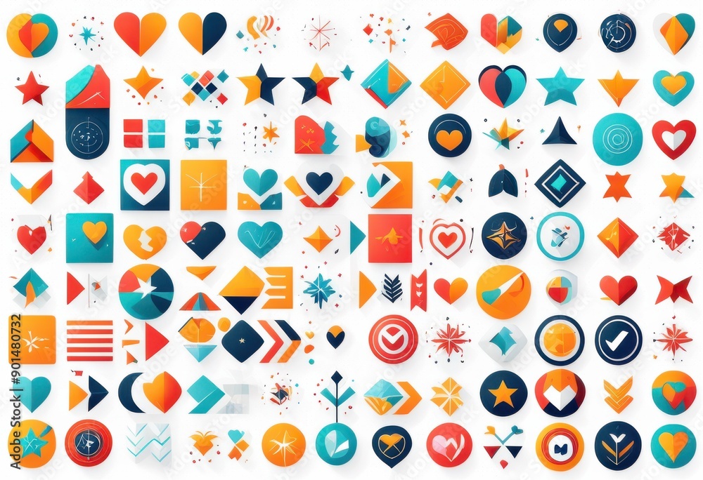 collection various vector icons set white background including common ...