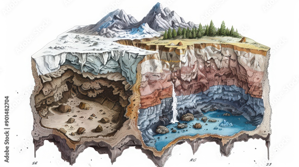Diagram of the rock cycle, showing how igneous, sedimentary, and ...