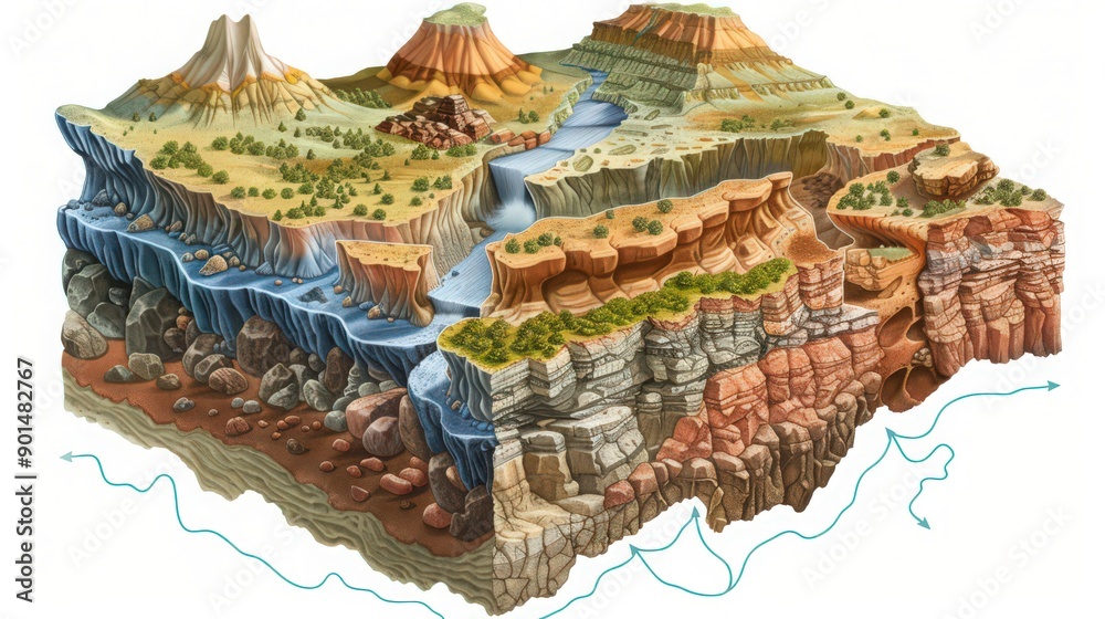 Diagram of the rock cycle, showing how igneous, sedimentary, and ...