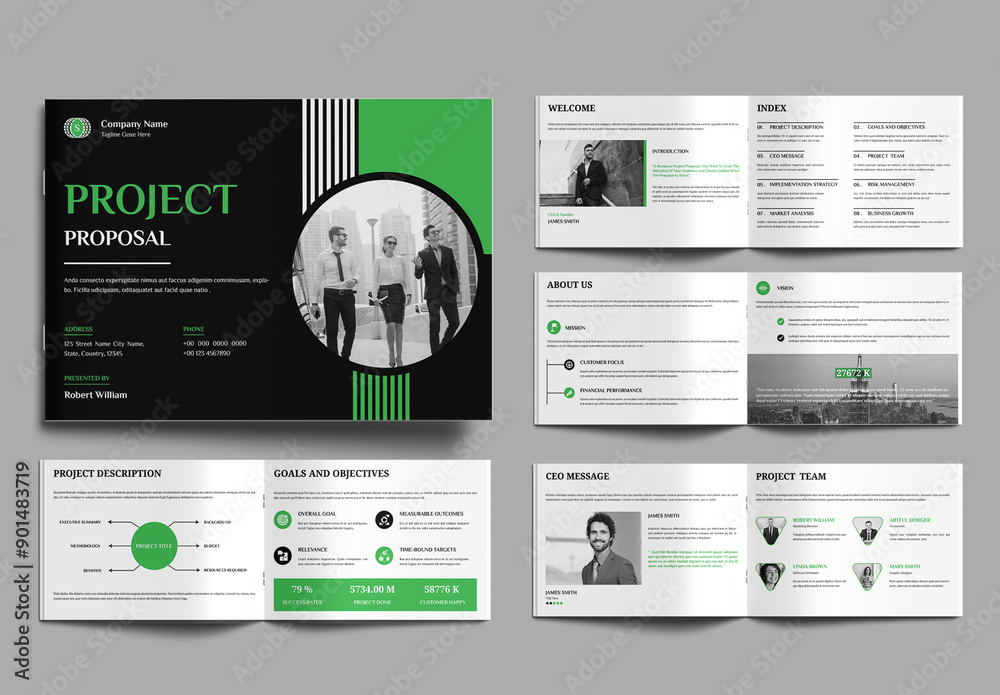 Project Proposal Layout Design Landscape Stock Template | Adobe Stock