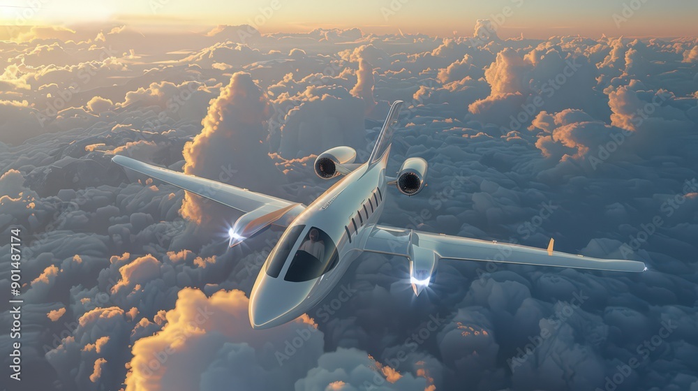 Showcase the innovative design of an electric airplane, highlighting ...