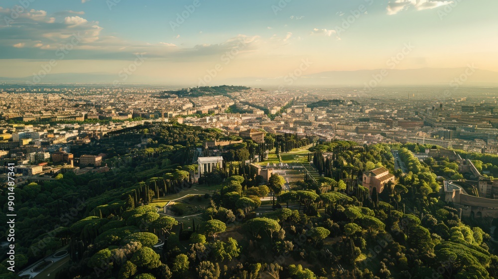 Showcase the Janiculum Hill and its panoramic views of Rome, captured ...