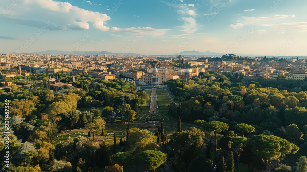 Showcase the Janiculum Hill and its panoramic views of Rome, captured ...
