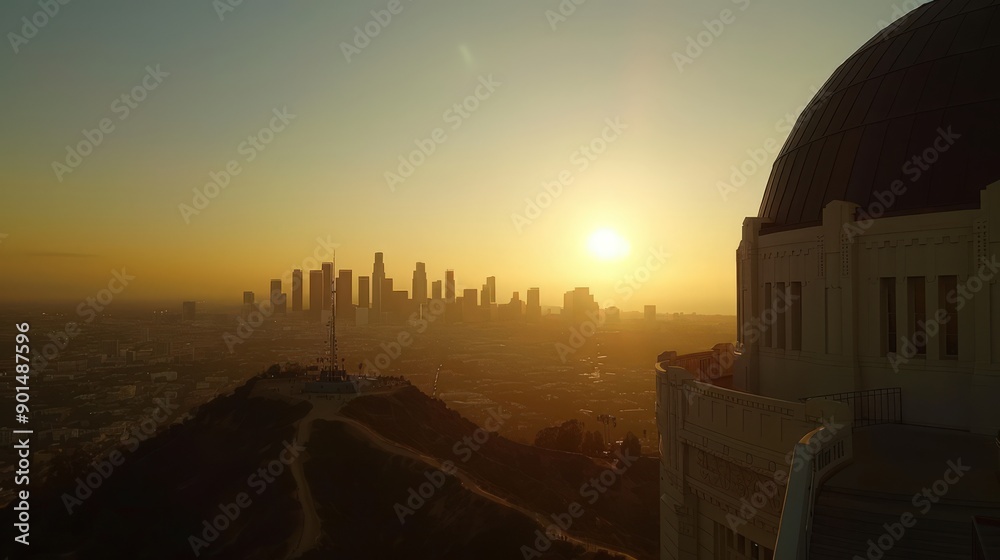 Showcase the Los Angeles skyline from the vantage point of Griffith ...