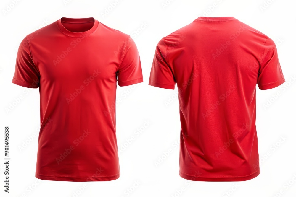 Bright red t-shirt with a classic fit and crew neck, shown from front ...