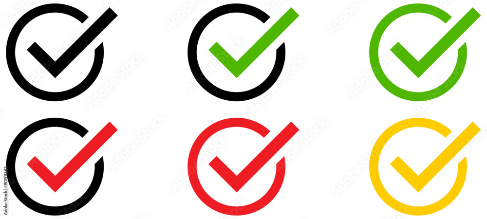 Check box icon with Correct, accept checkmark icons tick box checked ...