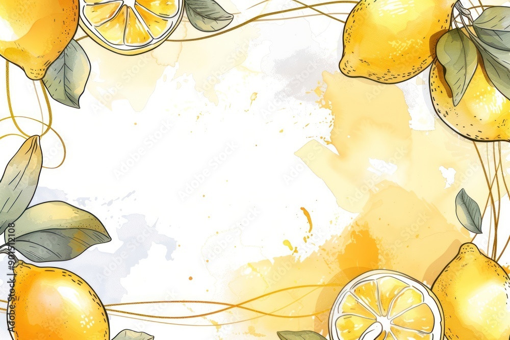 Lemon border frame backgrounds fruit plant. Stock Illustration | Adobe ...