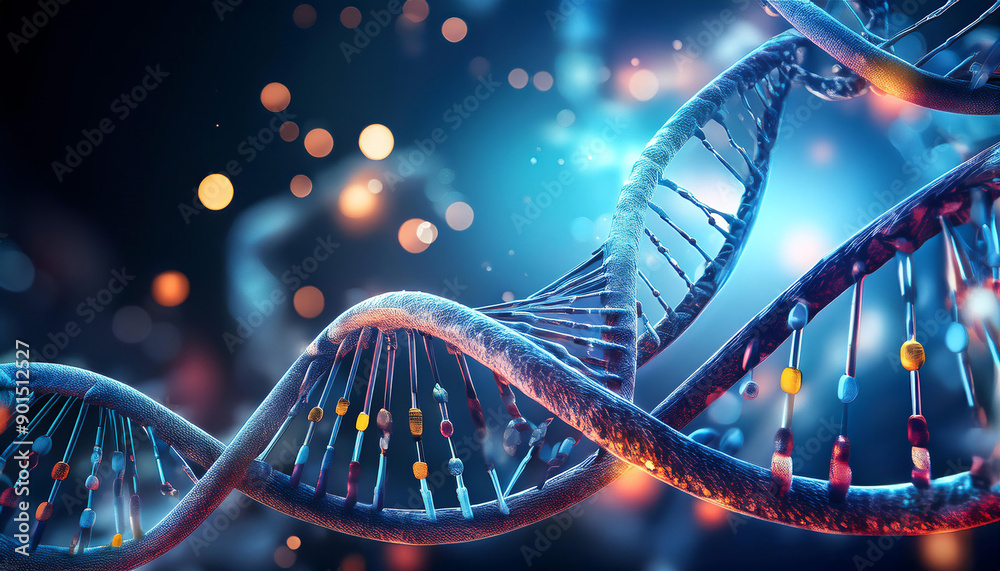 Structure of DNA and its role in genetic research, featuring symbols ...