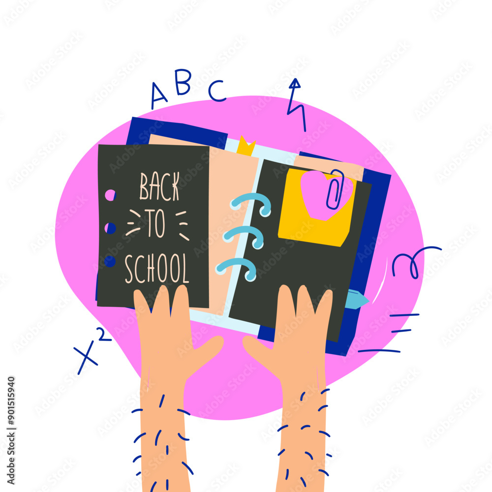 Back to school clipart. Back to school concept. Hand holding school ...
