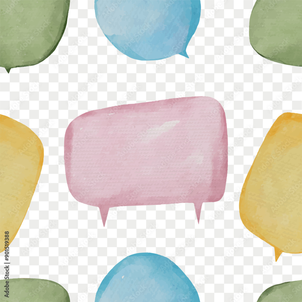 Speech bubbles watercolour,Seamless Pattern Cloud textbox set isolated ...
