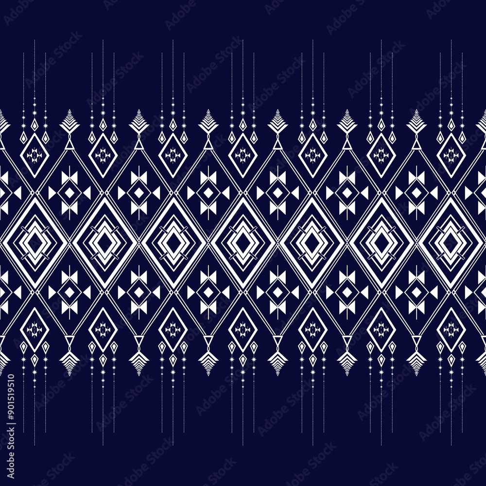 This American ethnic fabric pattern features a classic geometric design ...