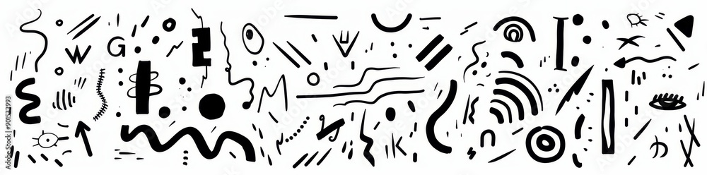 Doodle pointer icons. Handwritten sketchy pencil lines for plan ...