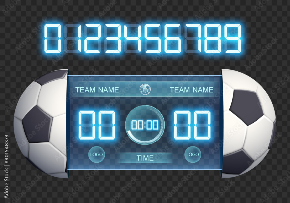 Scoreboard mockup for football soccer game. Template with a set of ...