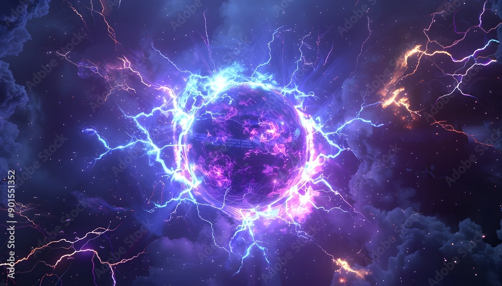 Powerful electrical round discharge hitting from side to side realistic ...