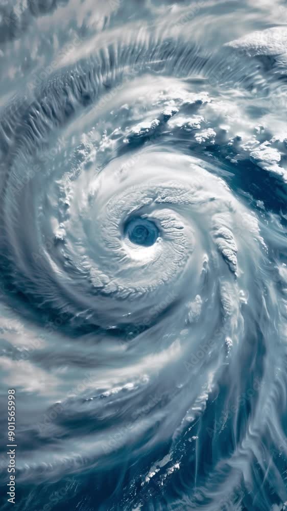 Hurricane storm, tornado top view. Animation of giant cyclone hurricane ...