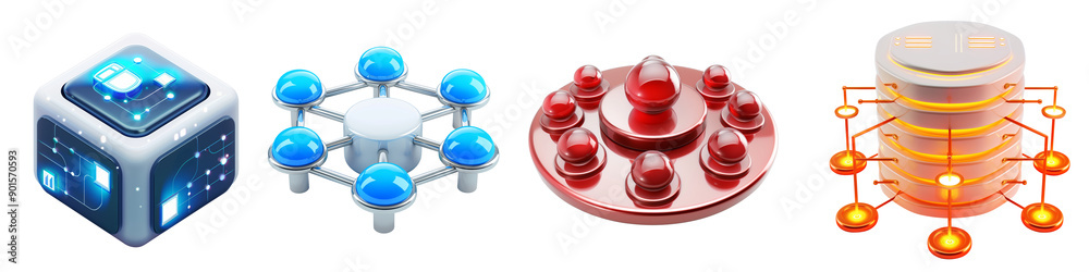 3D icon - Distributed Computing icon, on isolated transparent ...