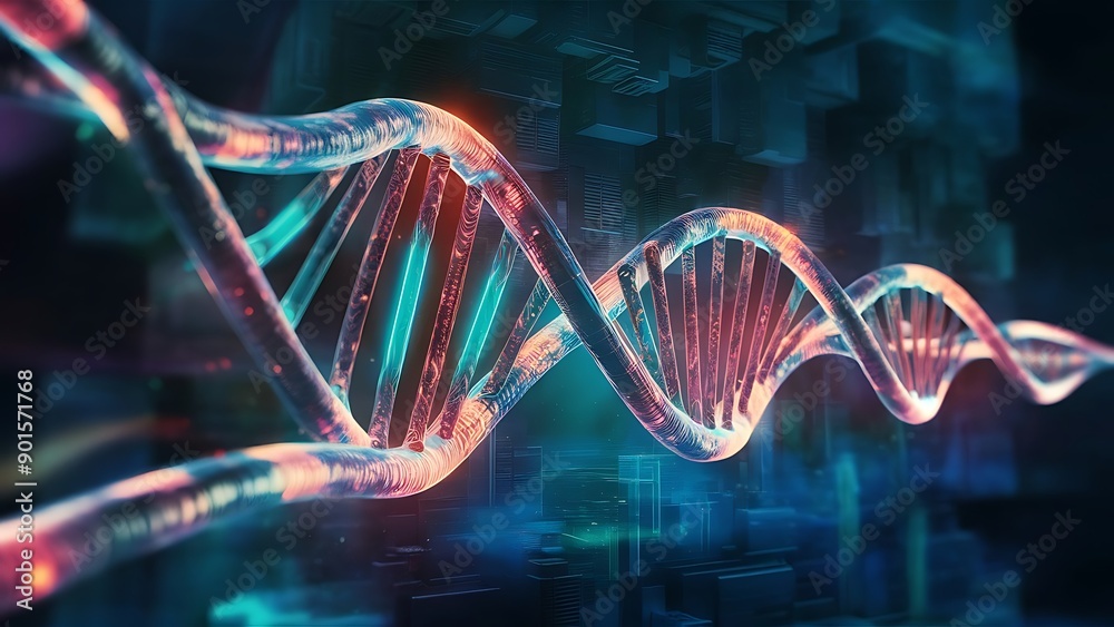 Dna double helix glowing figure. Biotechnology, biochemistry, biology ...