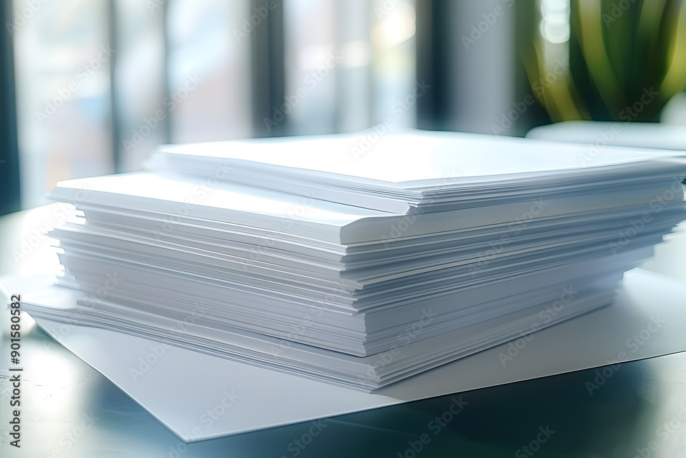 White paper stack for printer: illustration of typical office ...