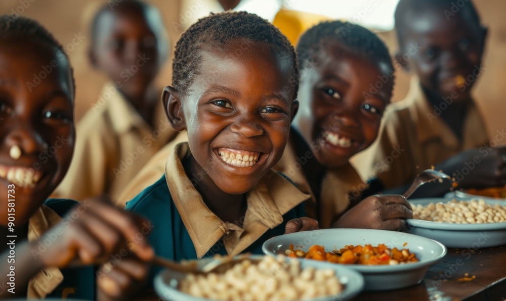 Resilient African Schoolchildren Sharing Modest Meal: Poignant ...