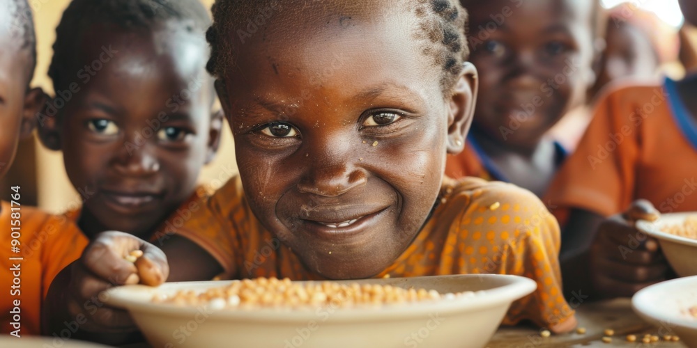 Resilient African Schoolchildren Sharing Modest Meal: Poignant ...