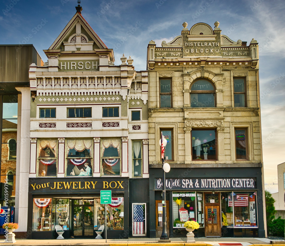 The Distelrath and Hirsch Building's in downtown Wapakoneta Ohio. USA ...