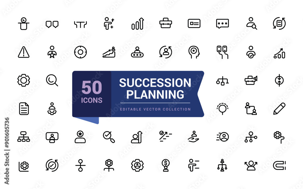 Succession planning icon collection. Related to skill, assessment ...