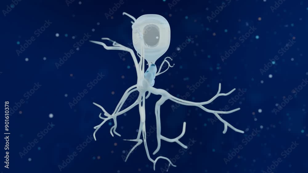 3d rendering of Sensory neurons or afferent neurons, are nerve cells ...