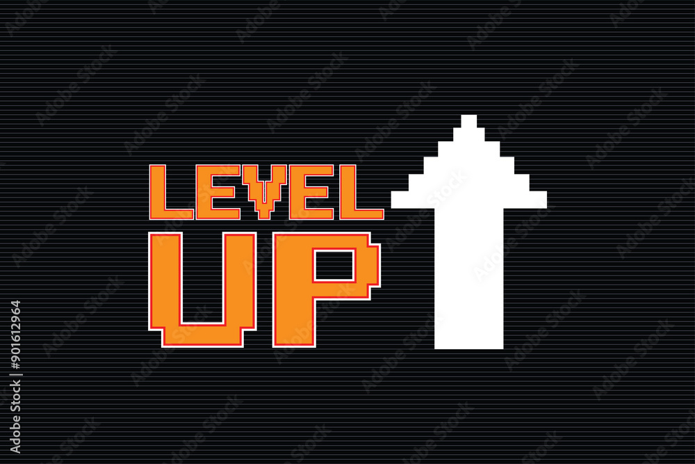 LEVEL UP icon pixel art .8 bit game. retro game. for game assets in ...