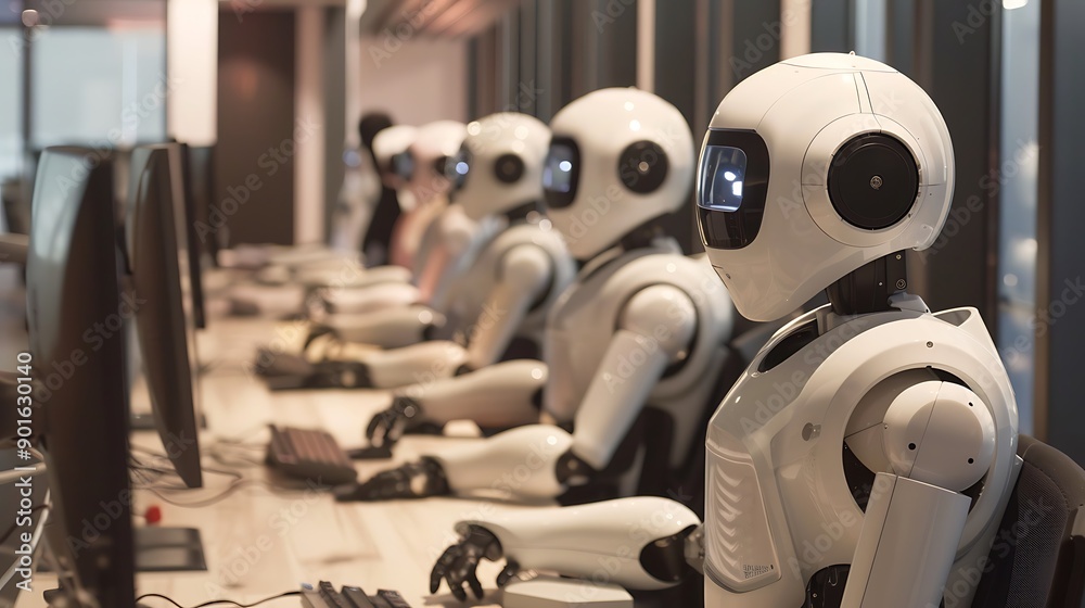 Advanced Office Technology with Humanoid Robots Assisting Human ...