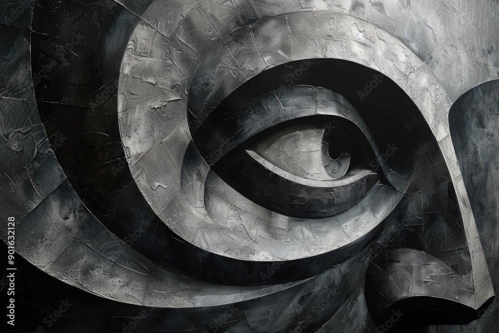 A captivating monochromatic abstract artwork highlighting an eye motif ...