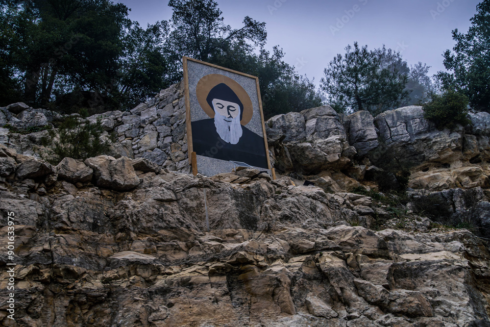 The image of Saint Charbel (St. Charbel), a Christian Maronite monk and ...