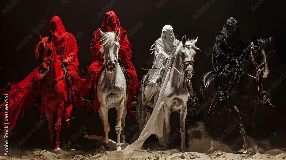 Four Horsemen of the Apocalypse - white for conquest, red for war ...