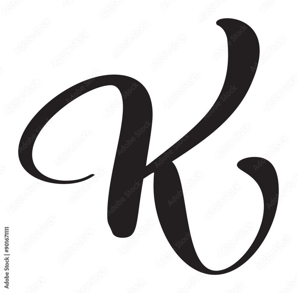 Vector calligraphy hand drawn letter K icon logo. Script font ...