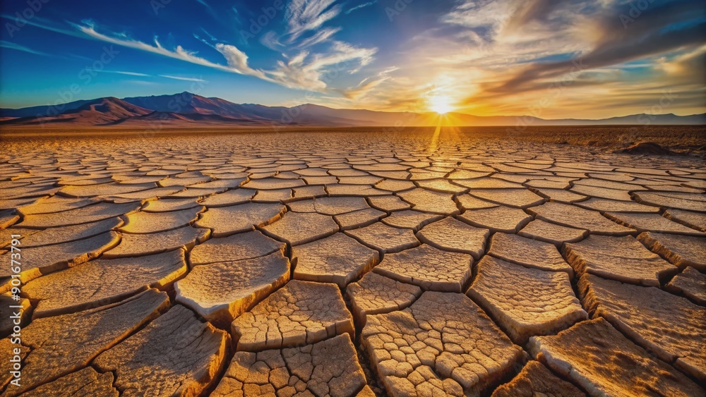 Vibrant high-resolution image captures intricate cracked soil patterns ...