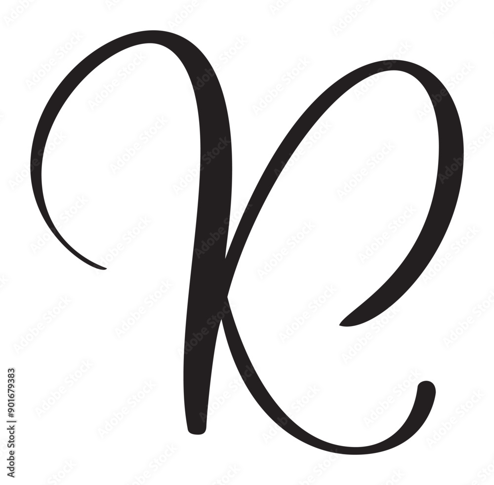 Vector calligraphy hand drawn letter K icon logo. Script font ...