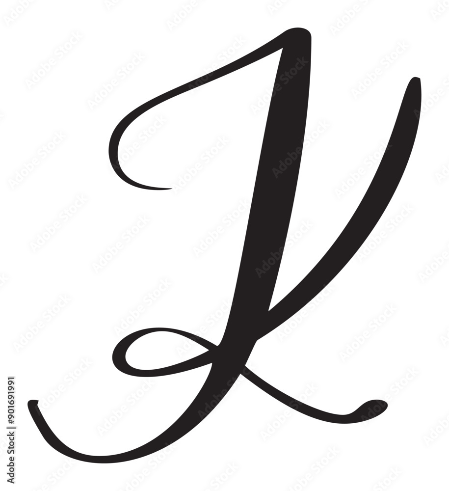 Hand drawn vector calligraphy letter K. Script capital font logo ...