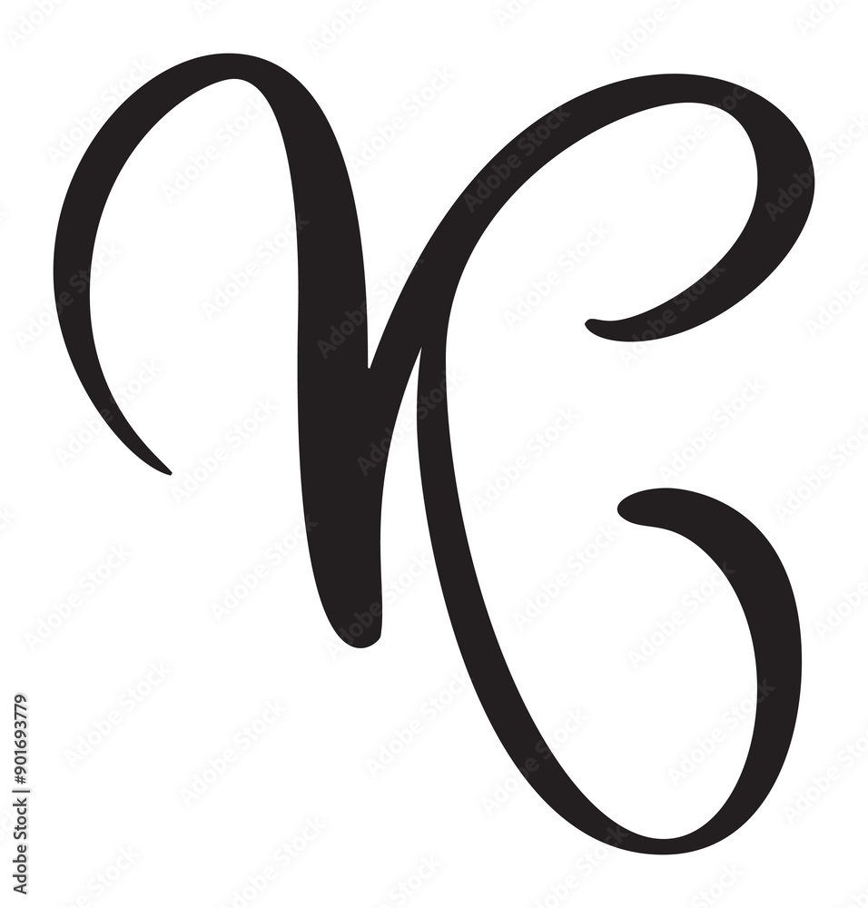 Hand drawn vector calligraphy letter K. Script capital font logo ...