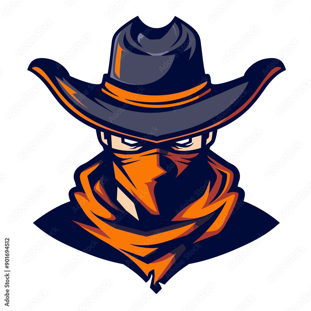 Cowboy vector mascot logo design with modern illustration concept style ...