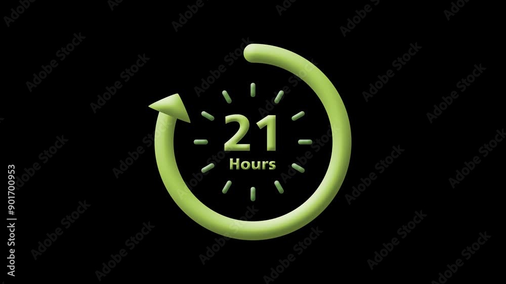24 hours clock with circle arrow and the numbers change from 1 to 24 ...
