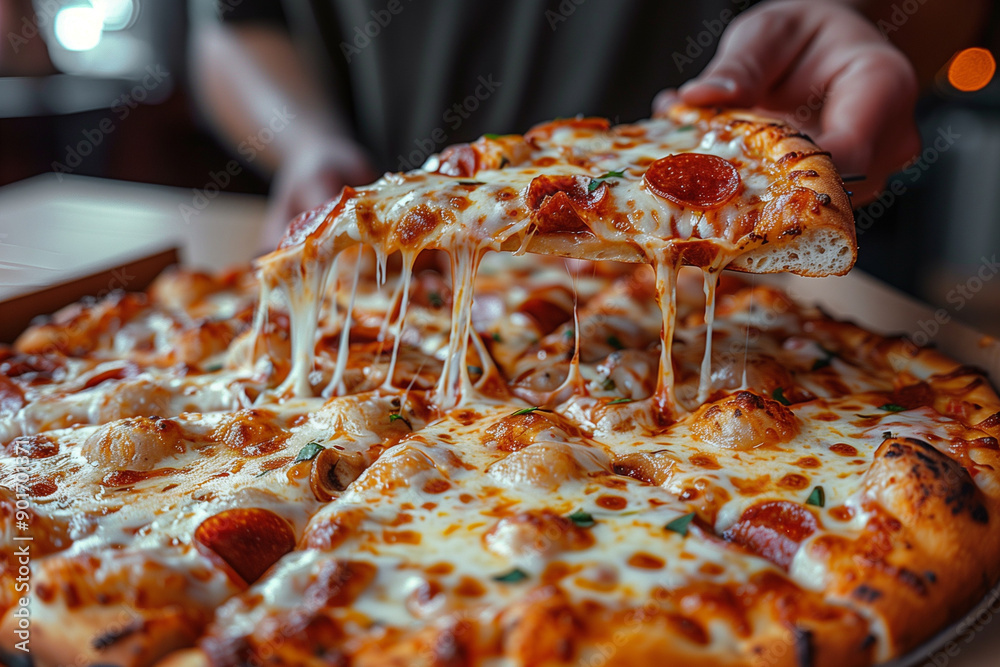 Pepperoni Pizza Slice, A delicious pepperoni pizza slice being pulled ...