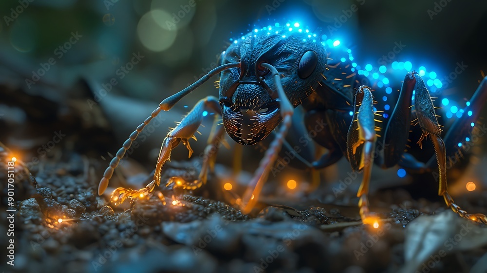 Colony of Camponotus castaneus ants using bioluminescent signals to ...