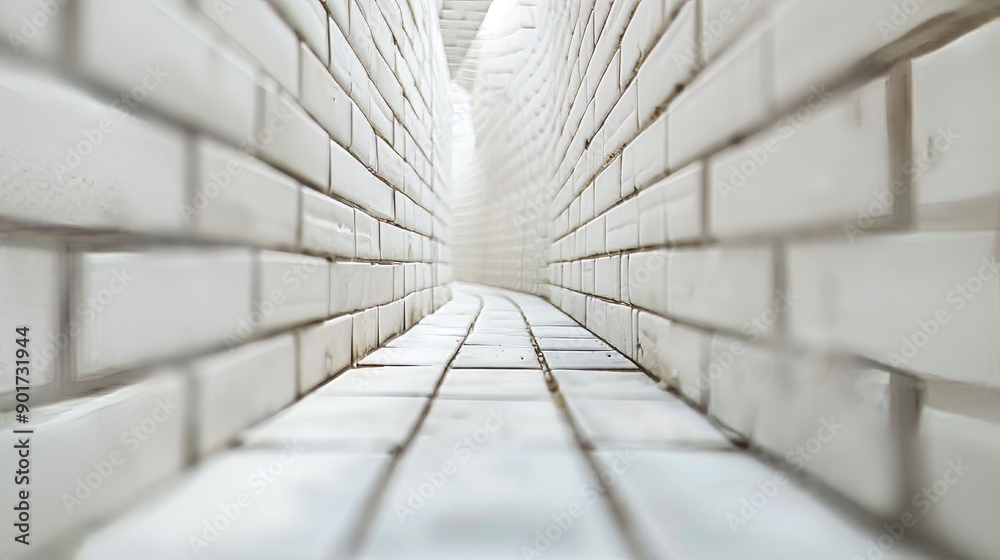 ภาพประกอบสต็อก White brick pathway perspective. A diminishing ...