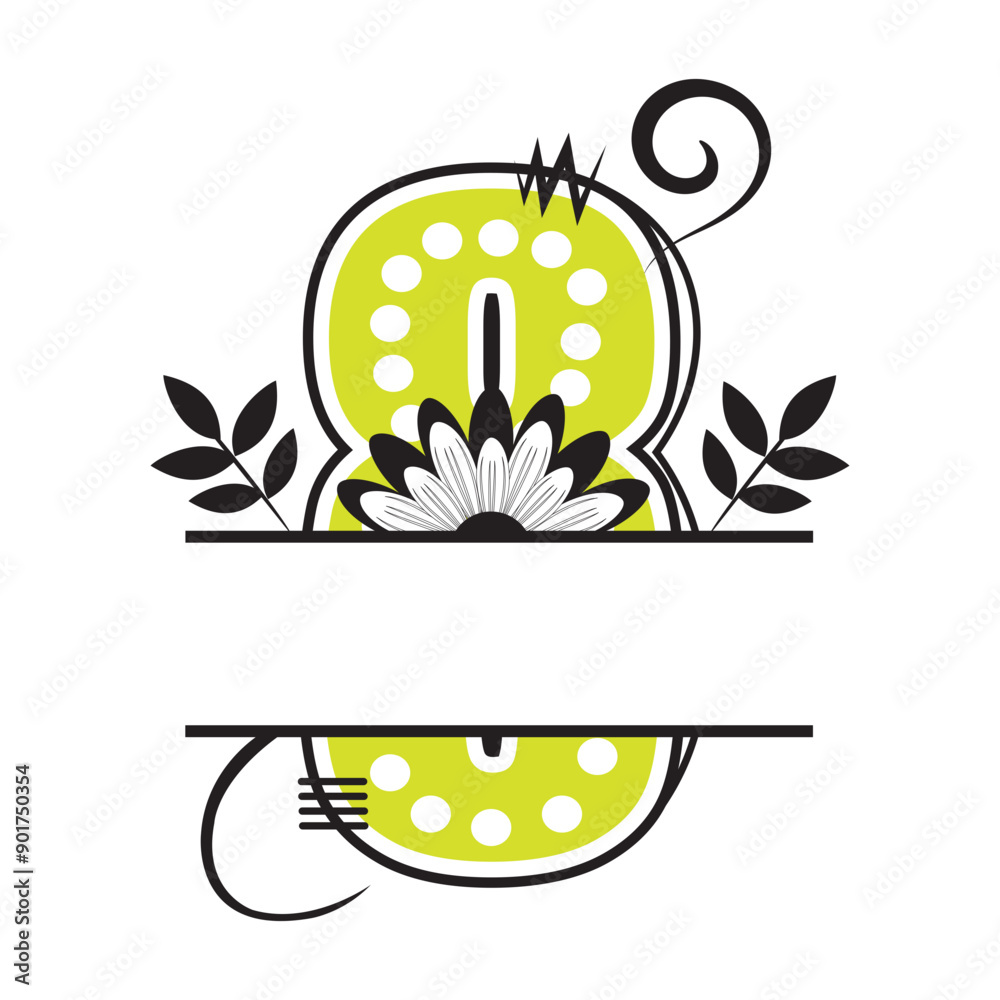 Doodle Bright Alphabet Letters font Split name frame monogram Dalmatian ...