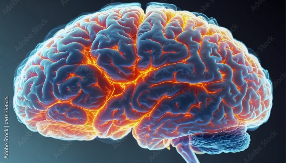 highly detailed brain x-ray, clear view of the neural network, sharp ...