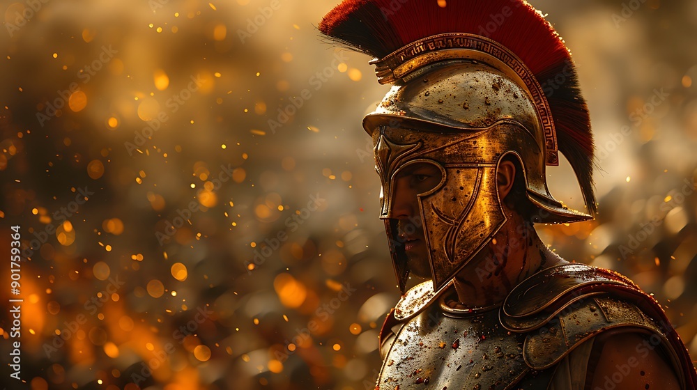 Dramatic portrayal of the mythological Greek hero Achilles in battle ...