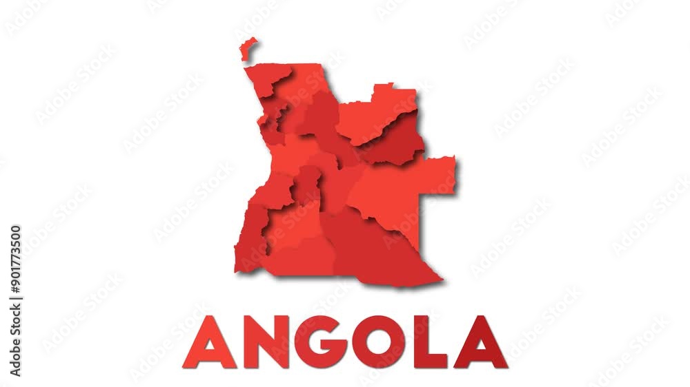 Angola map showing regions. Animated country map with title. 4k ...