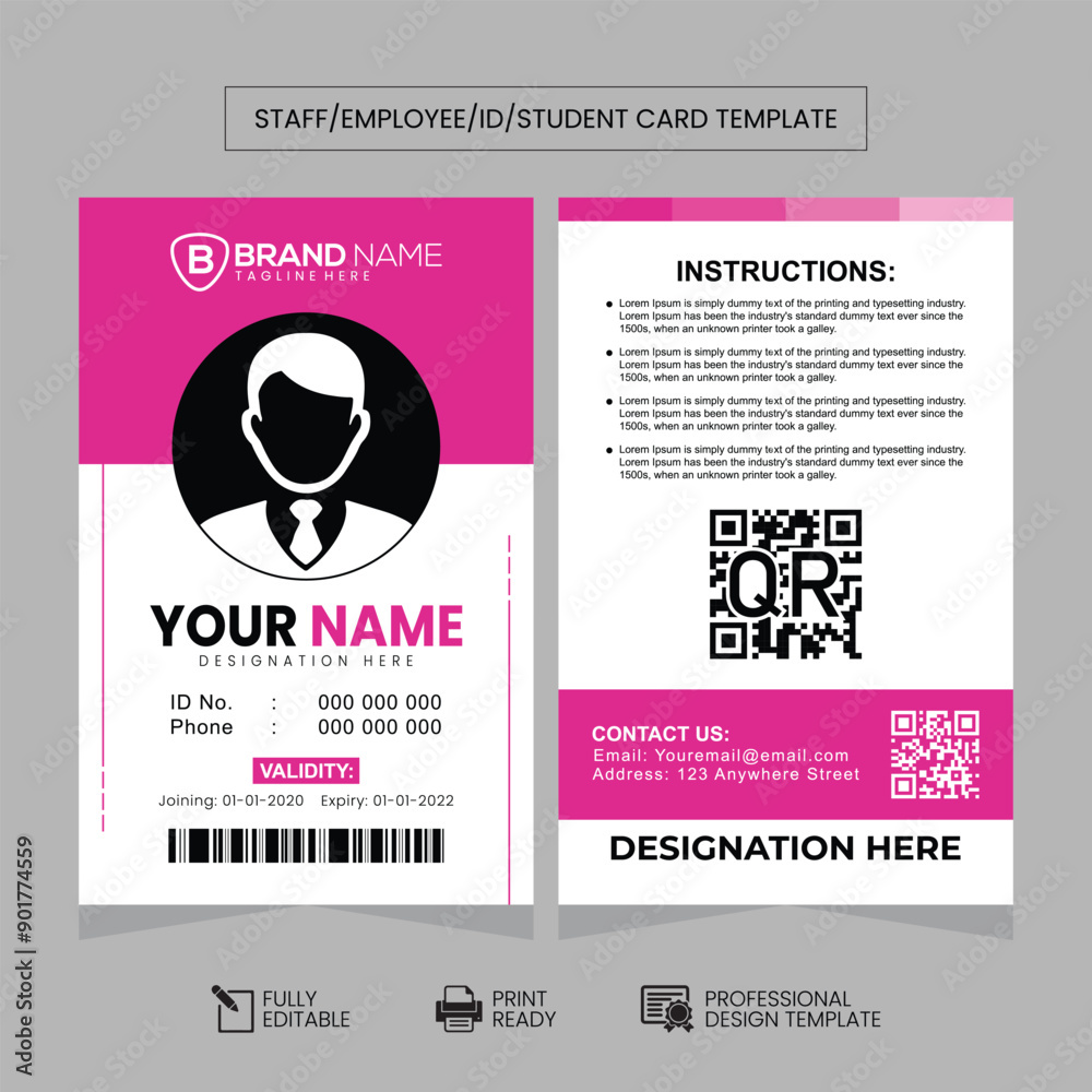 Clean and Simple ID Card Design Template. Simple Business ID Card ...