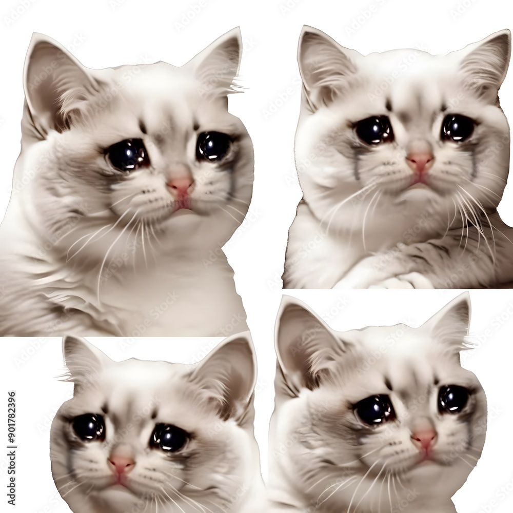 Sad Cat Meme - Crying Cat Faces Stock Illustration | Adobe Stock