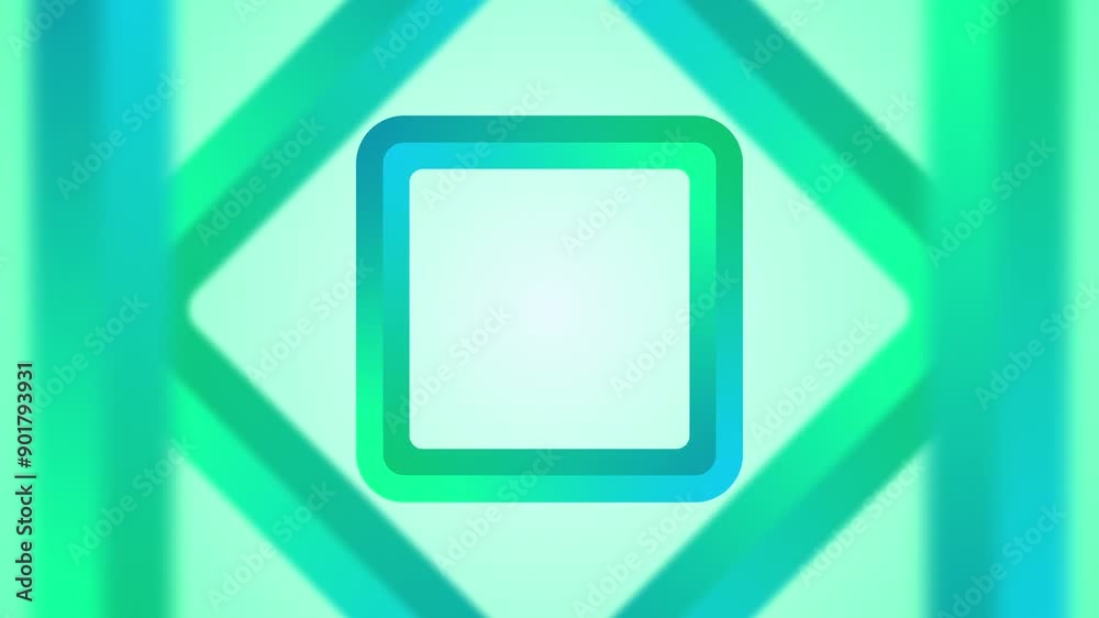 Rotating blue and green squares loop background 4K. Abstract soft ...