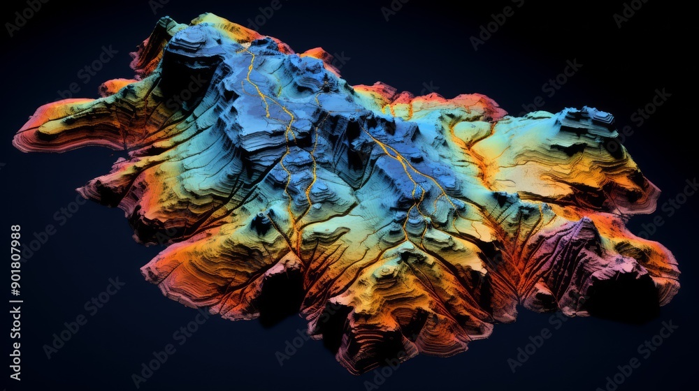 DEM digital elevation model. GIS lidar product made after proccesing ...